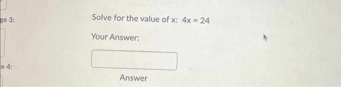 Solved \\( 4 x=24 \\) | Chegg.com