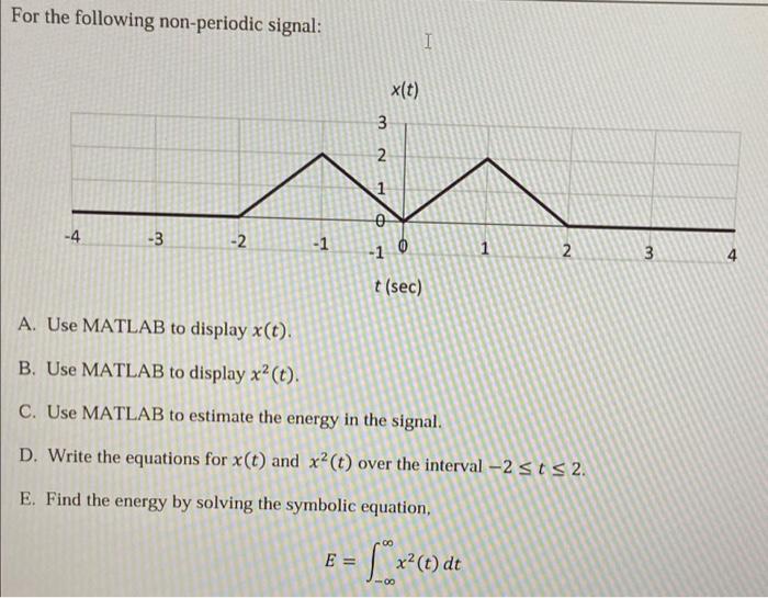 For the following non-periodic signal: A. Use MATLAB | Chegg.com