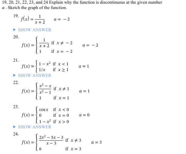 Solved 9,20,21,22,23, and 24 Explain why the function is | Chegg.com