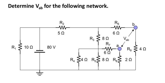 Solved Determine Vab for the following network. R2 -- 5Ω R6 | Chegg.com