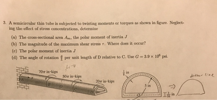 Solved 3. A semicircular thin tube is subjected to twisting | Chegg.com