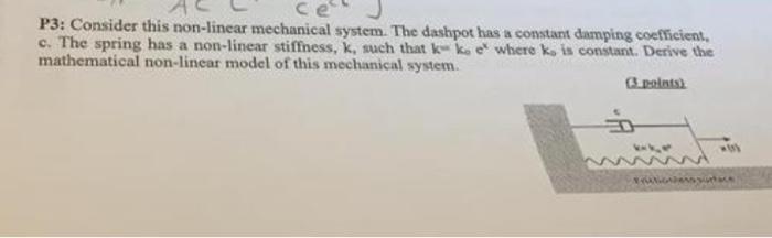 Solved P3: Consider this non-linear mechanical system. The | Chegg.com