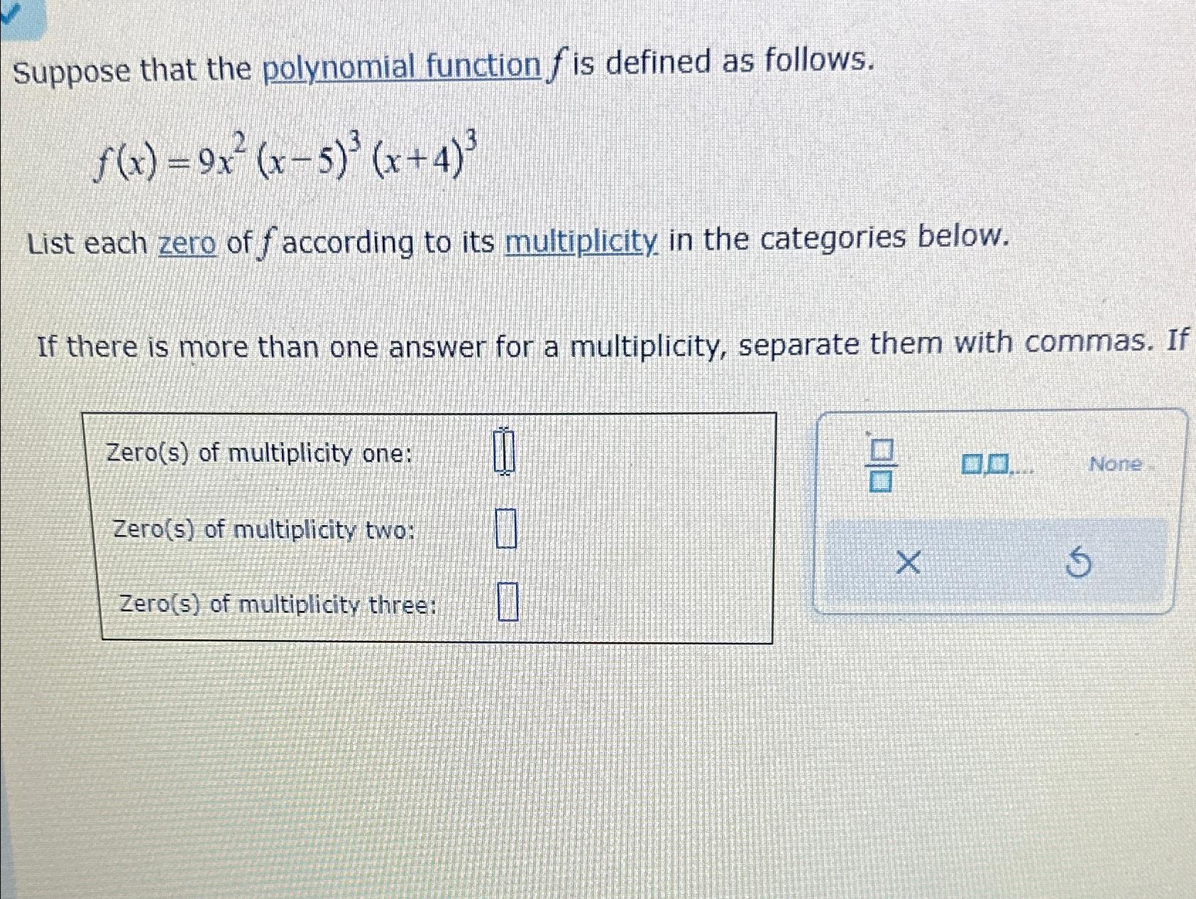 Solved Suppose that the polynomial function f ﻿is defined as | Chegg.com