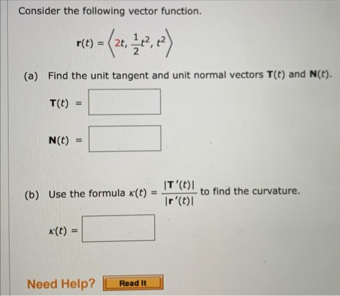 Solved Consider the following vector function. | Chegg.com