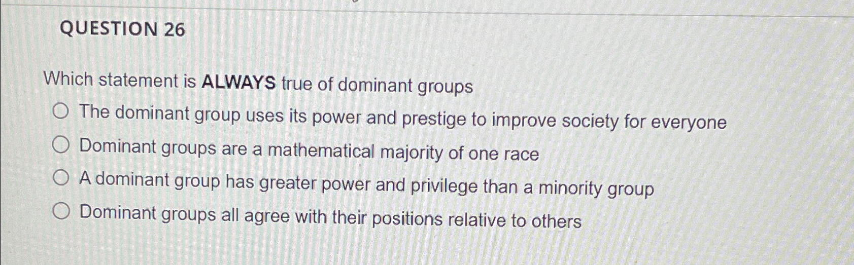 Solved QUESTION 26Which statement is ALWAYS true of dominant | Chegg.com