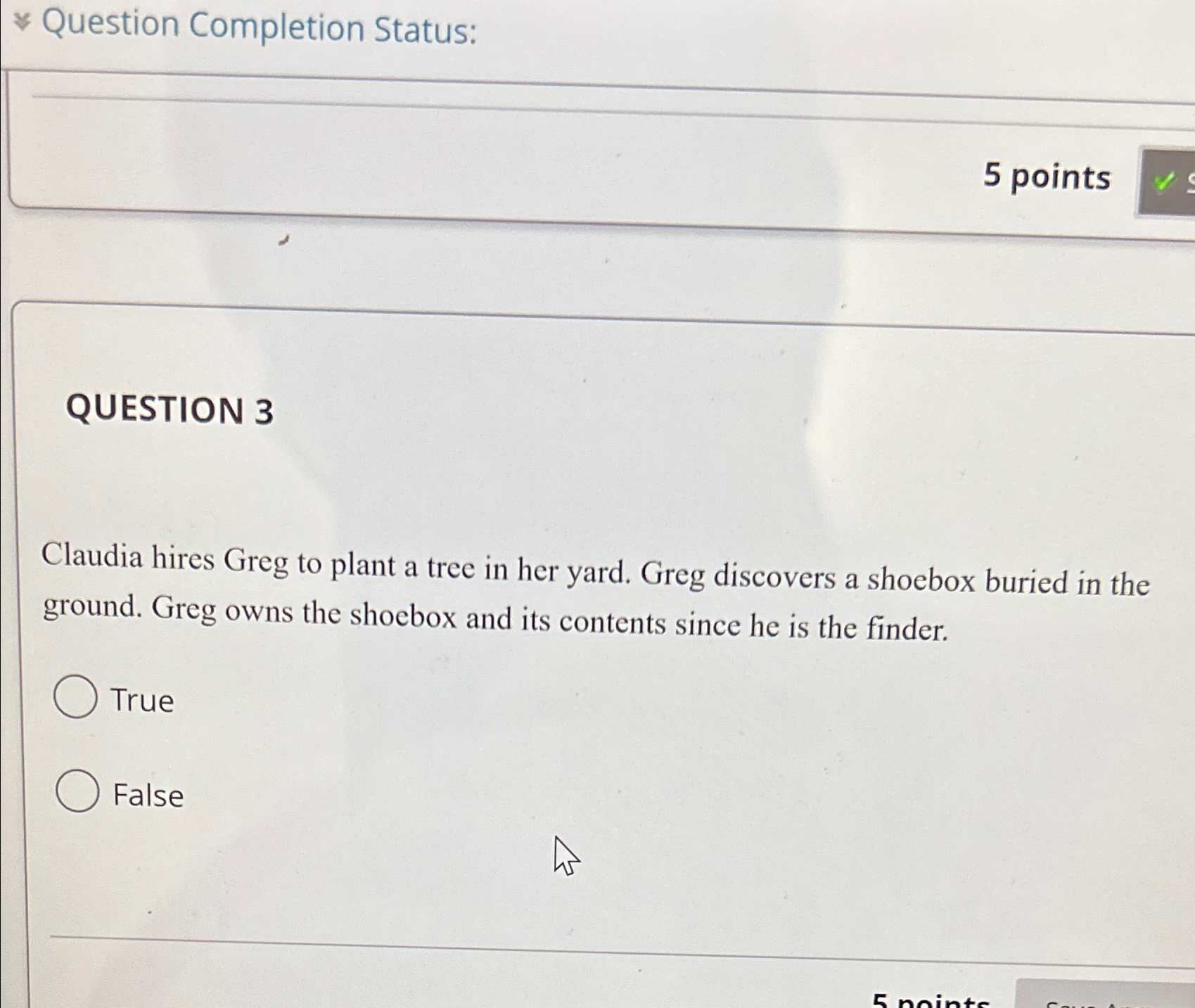 Solved Question Completion Status:5 ﻿pointsQUESTION 3Claudia | Chegg.com