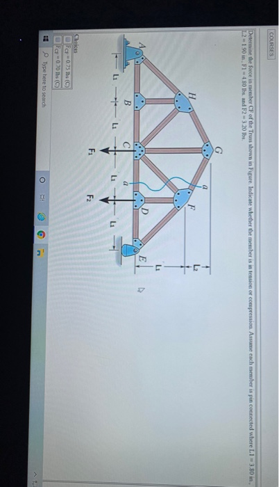 Solved COURSES Determine the force in member CF of the Truss | Chegg.com
