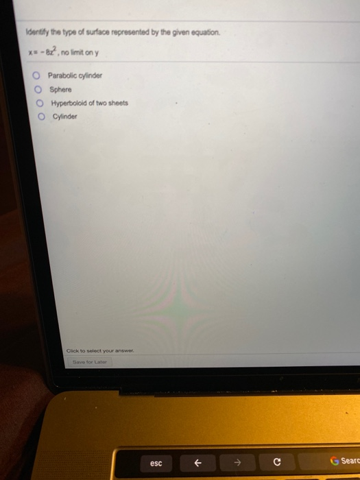 Solved Identify the type of surface represented by the given | Chegg.com