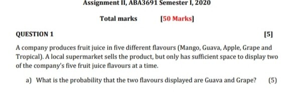 Solved Assignment II, ABA3691 Semester 1, 2020 Total marks | Chegg.com