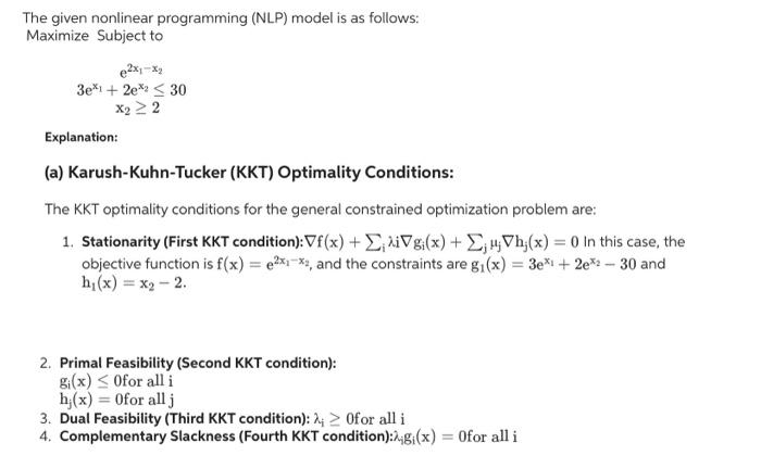 Check Its Kkt Conditions Mathematicly And Analyze The