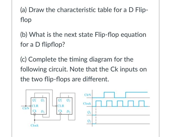 Solved (a) Draw the characteristic table for a D Flip- flop | Chegg.com