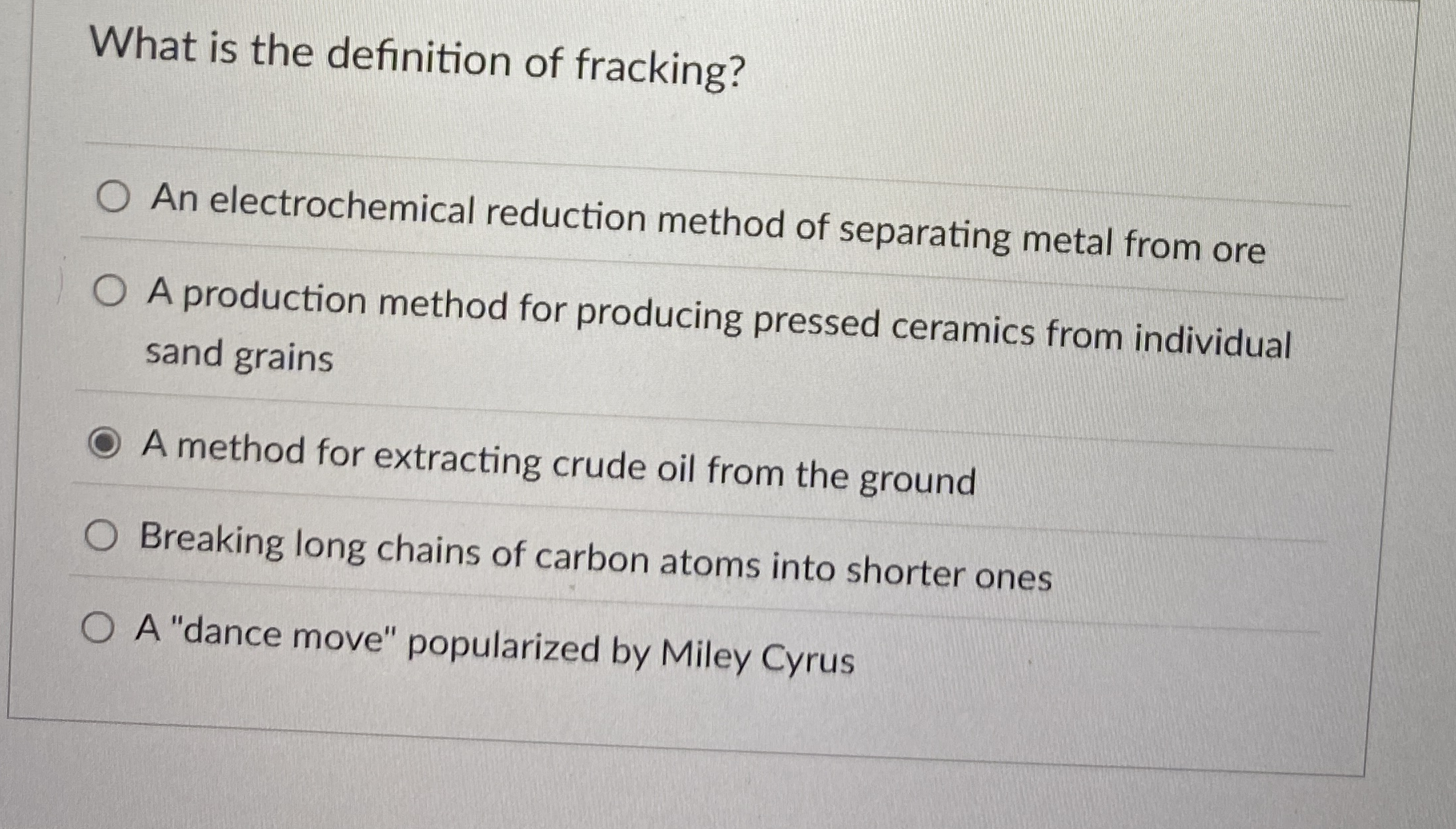 What is the definition of fracking?An electrochemical | Chegg.com