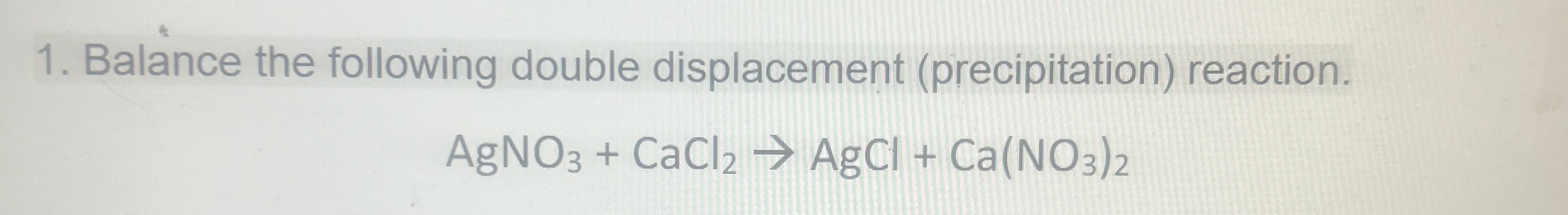 Solved Balance the following double displacement | Chegg.com