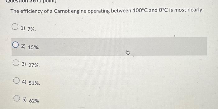 Solved The efficiency of a Carnot engine operating between | Chegg.com