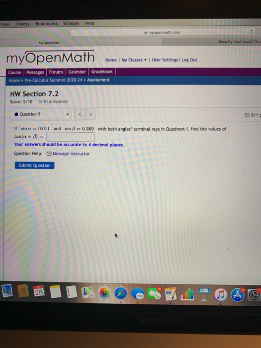 Solved View History Bookmarks Window Help myopenmath.com | Chegg.com