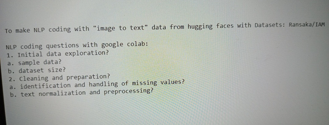 Solved To make NLP coding with "image to text" data from | Chegg.com