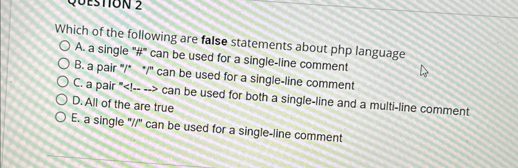 Solved Which of the following are false statements about php | Chegg.com