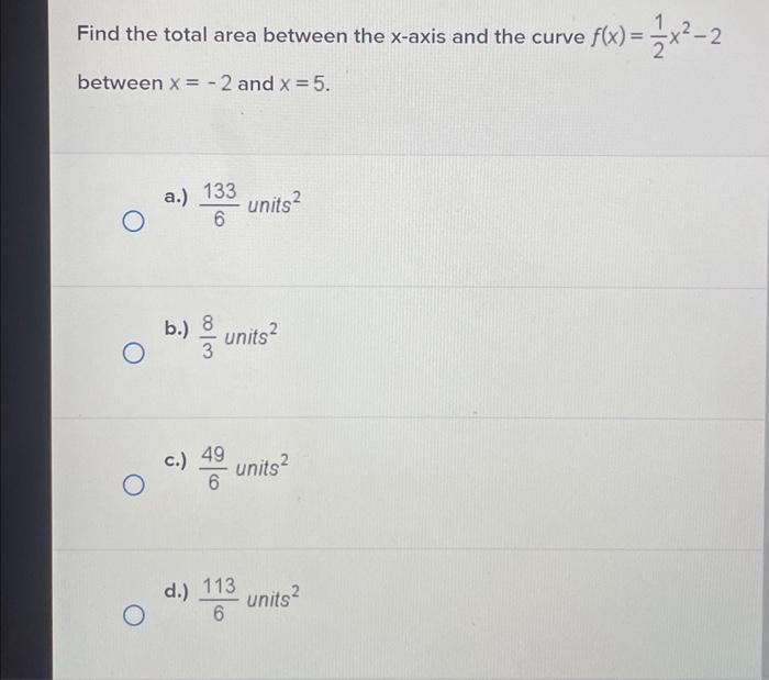 Solved Find the total area between the x-axis and the curve | Chegg.com