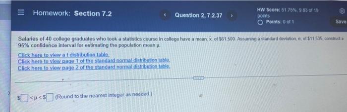 Solved Homework: Section 7.2 Question 2, 7.2.37 > HW Score: | Chegg.com