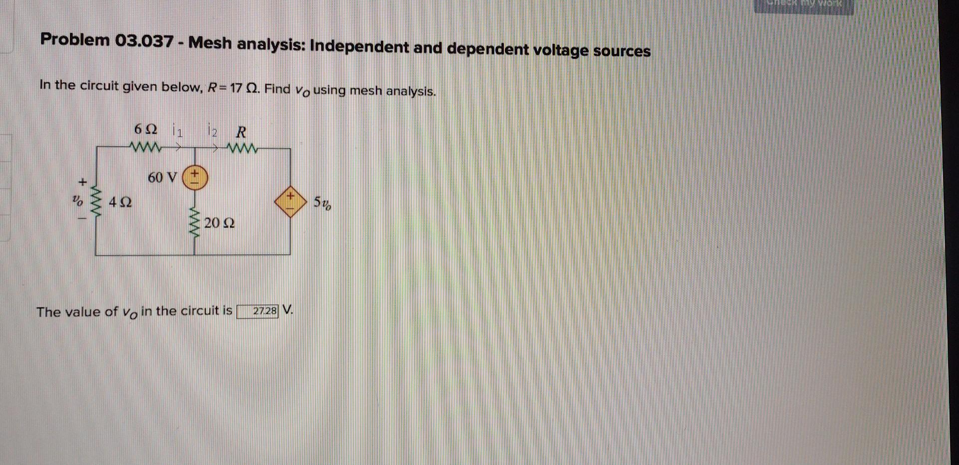 Solved Problem 03.037 - Mesh analysis: Independent and | Chegg.com
