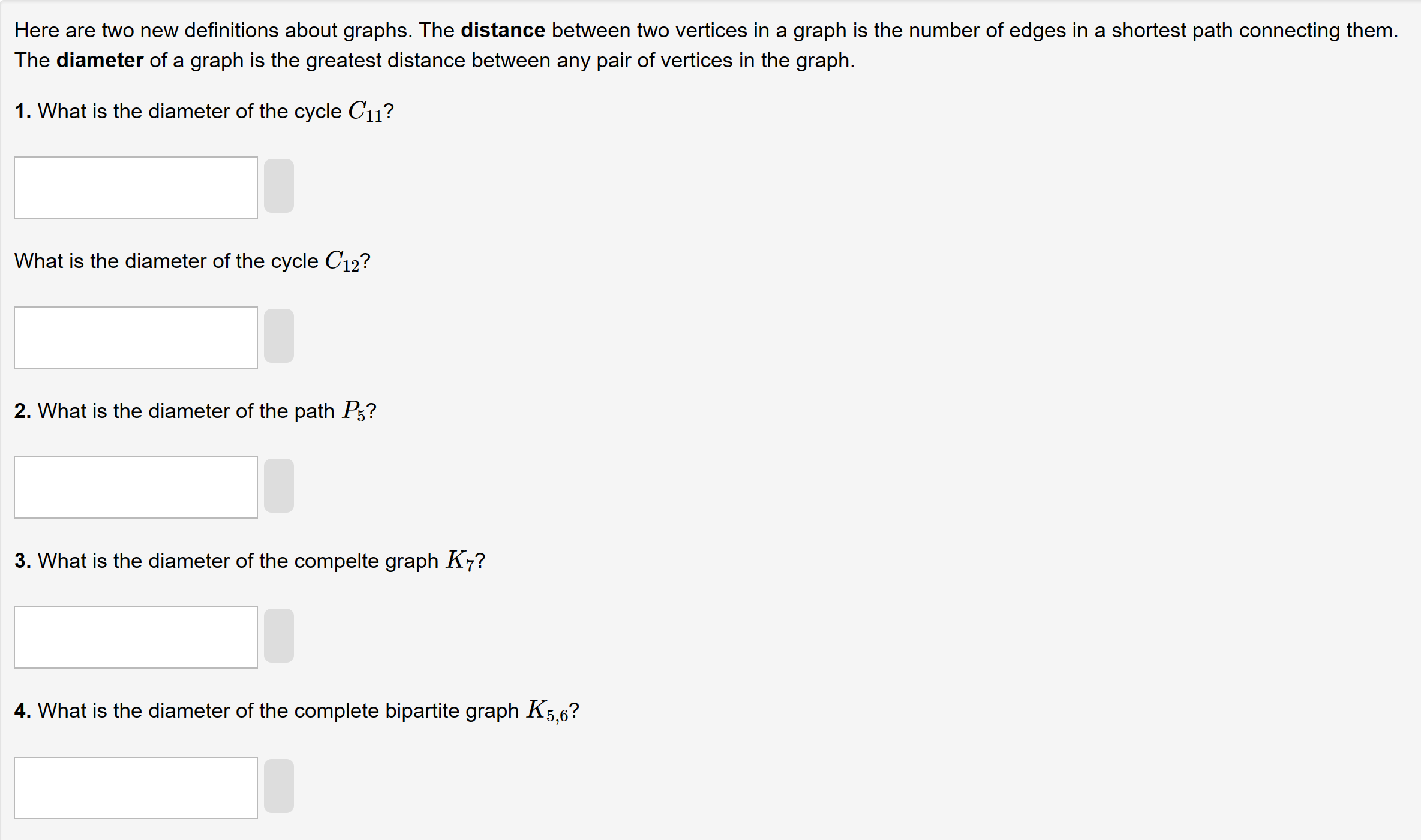 Solved Here are two new definitions about graphs. The | Chegg.com