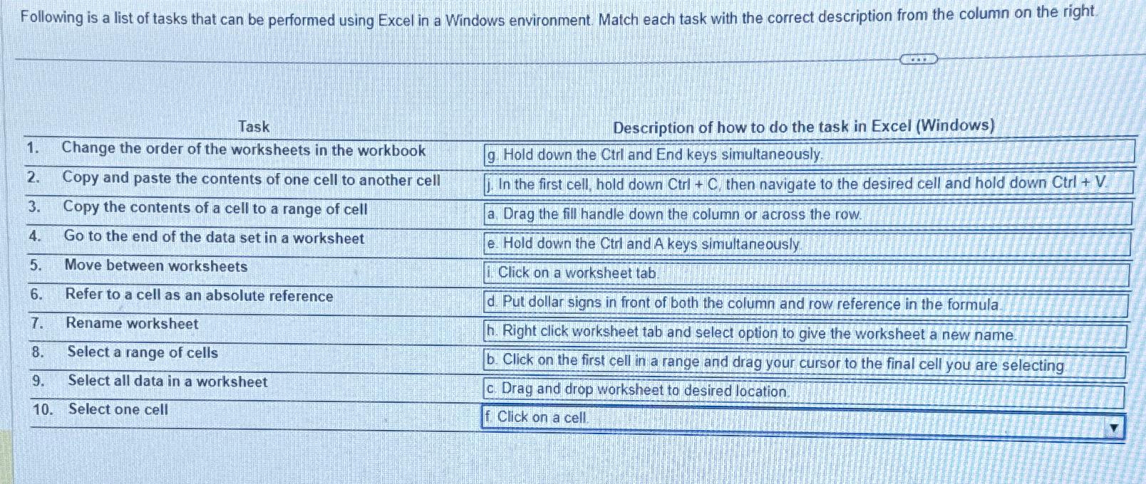 Solved Following is a list of tasks that can be performed | Chegg.com