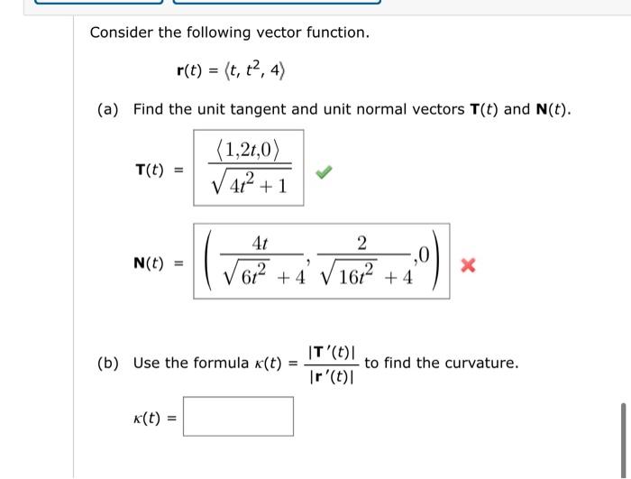 Solved = Consider the following vector function. r(t) = (t, | Chegg.com