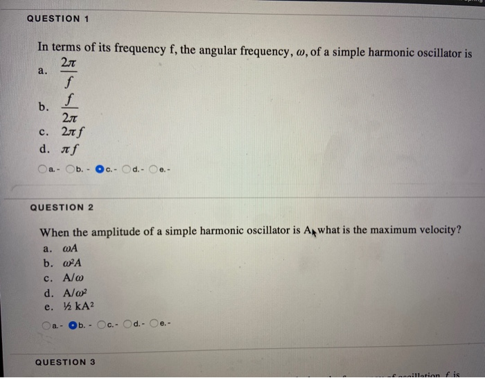 Solved QUESTION 1 In terms of its frequency f, the angular | Chegg.com