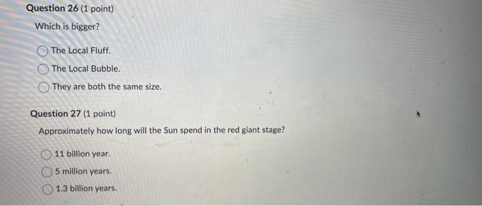 Solved Question 26 (1 point) Which is bigger? The Local | Chegg.com