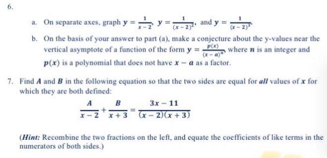 Solved 6. a. On separate axes, graph y = x=2 y= -2, and y = | Chegg.com