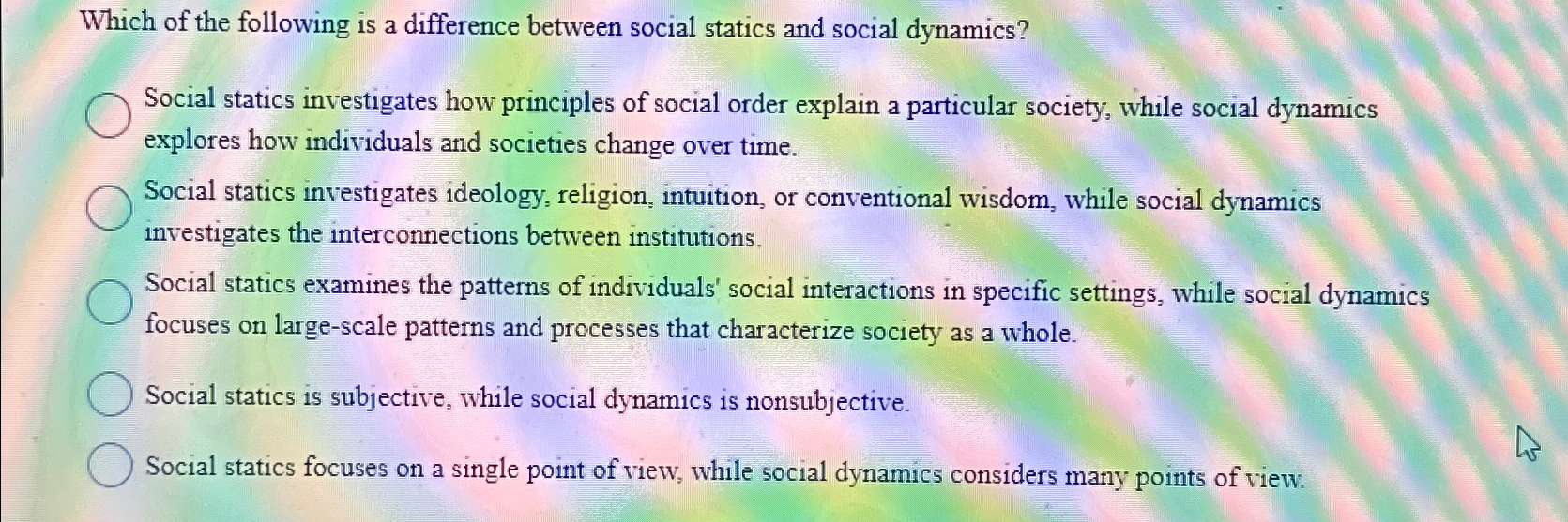 Solved Which of the following is a difference between social | Chegg.com