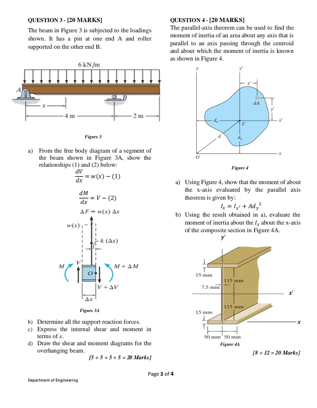 Solved QUESTION 3 - [20 MARKS] The beam in Figure 3 is | Chegg.com