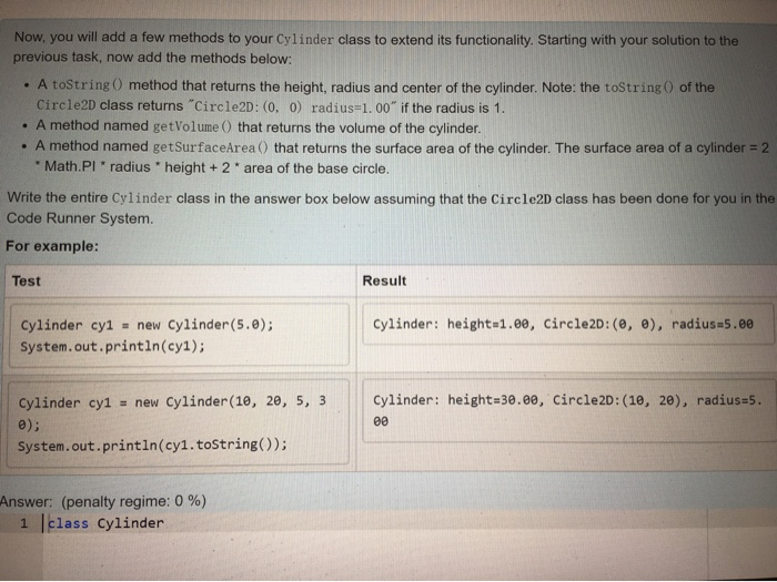 Solved Design a class named Cylinder to represent a | Chegg.com