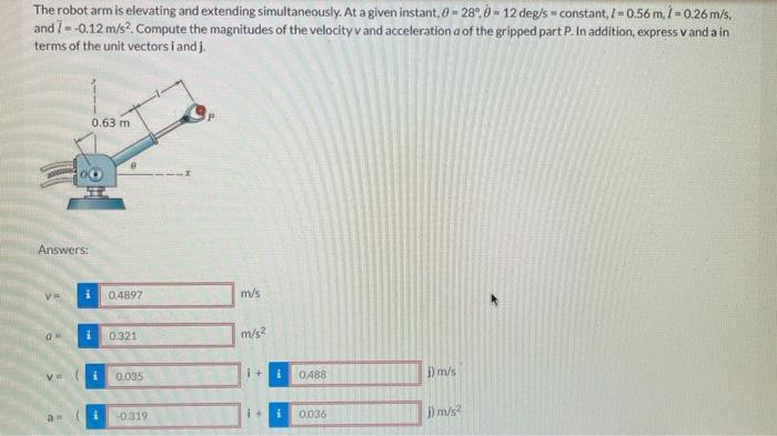 Solved The robot arm is elevating and extending | Chegg.com