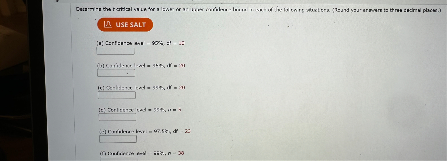 Solved Determine the t ﻿critical value for a two-sided | Chegg.com