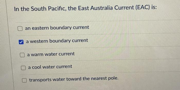 Solved In the South Pacific, the East Australia Current | Chegg.com