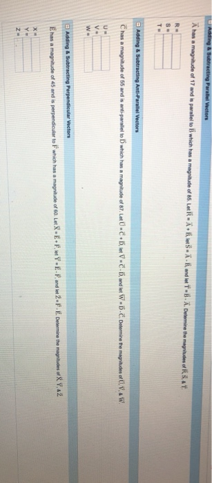 Solved Adding & Subtracting Parallel Vectors A has a | Chegg.com