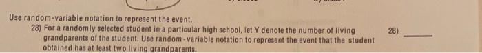 Solved Use random-variable notation to represent the event. | Chegg.com
