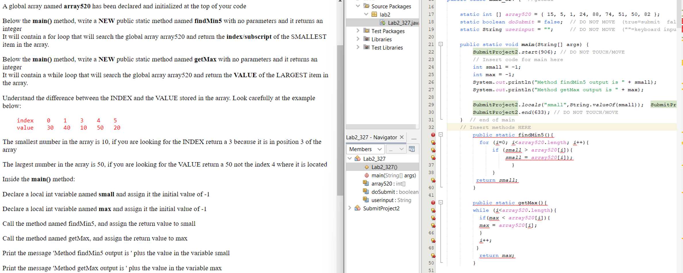 How does Java use for loops and while loops to search | Chegg.com