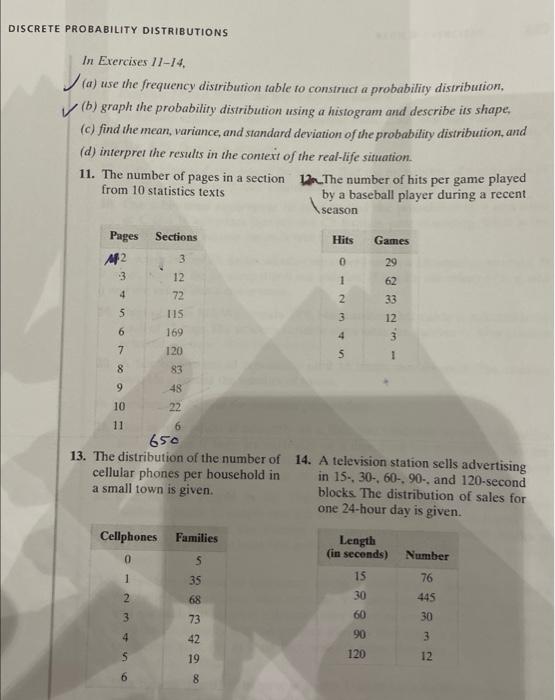 Solved IE PROBABILITY DISTRIBUTIONS In Exercises 11-14, (a) | Chegg.com