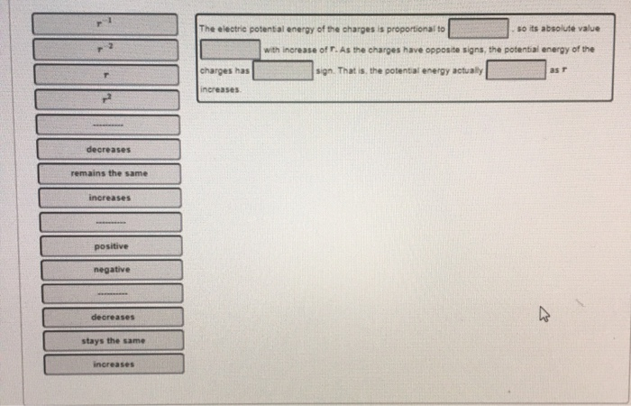 Solved Part A Does the electric potential energy increase, | Chegg.com