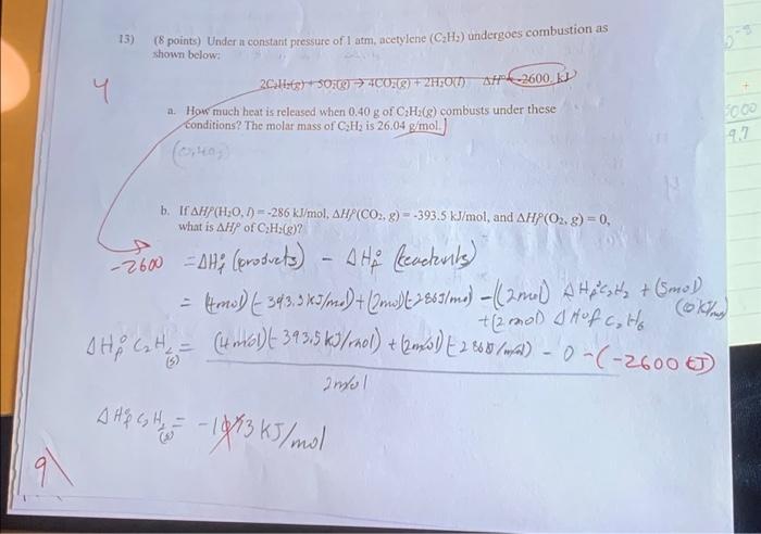 Solved ។ 13) (8 points) Under a constant pressure of 1 atm, | Chegg.com