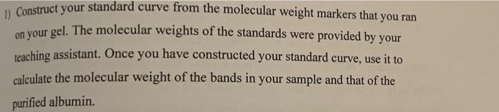 1) Construct your standard curve from the molecular | Chegg.com
