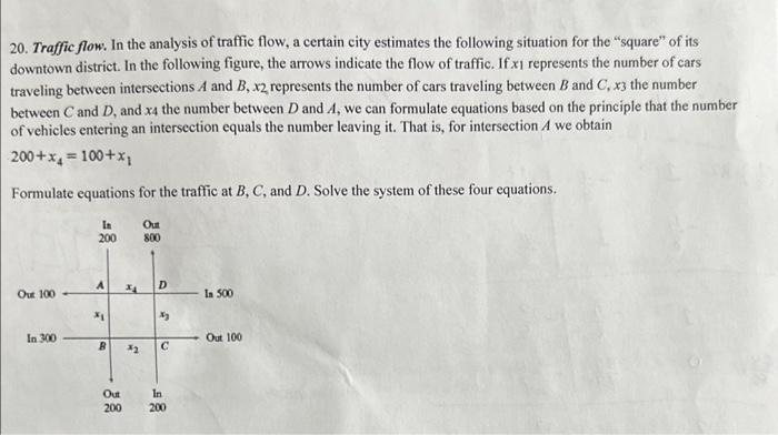 Solved 20. Traffic flow. In the analysis of traffic flow, a | Chegg.com