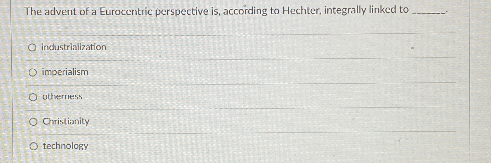 Solved The advent of a Eurocentric perspective is, | Chegg.com
