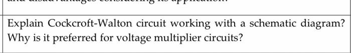 Solved Explain Cockcroft-Walton circuit working with a | Chegg.com