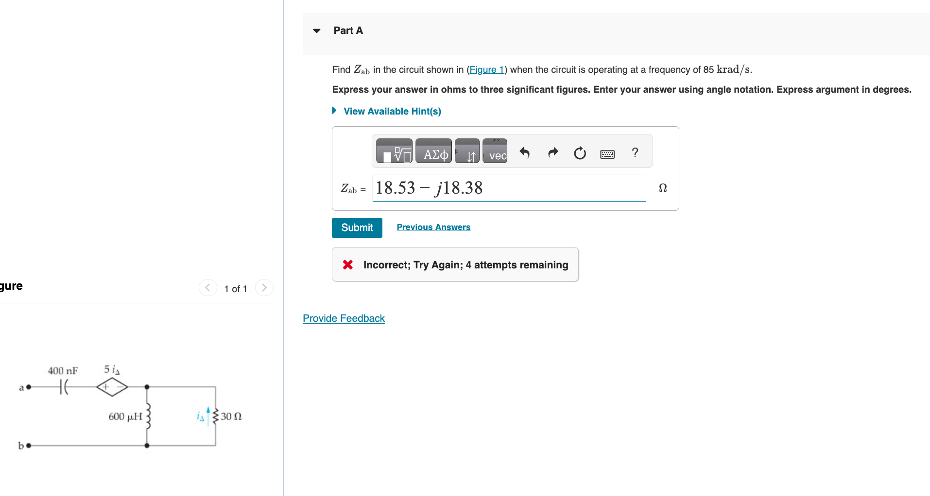 Solved Part AFind Zab ﻿in the circuit shown in (Figure 1) | Chegg.com