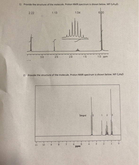 Solved 1) Provide the structure of the molecule. Proton NMR | Chegg.com