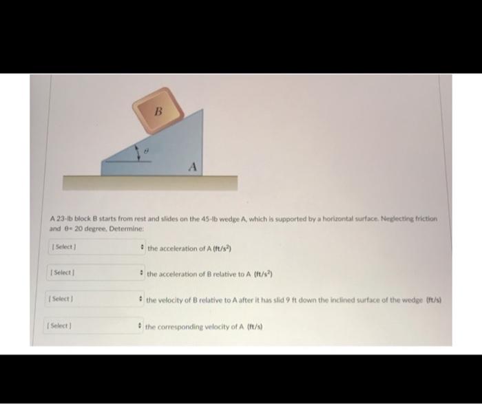 Solved A 23. b block B starts from rest and slides on the 45 | Chegg.com