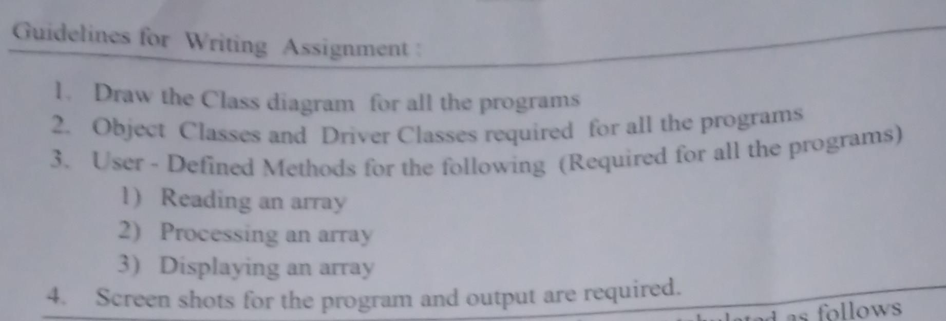 Solved Guidelines for Writing Assignment 1. Draw the Class | Chegg.com